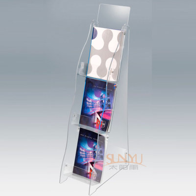 Lightweight Retail Floor Displays Compact Plastic Brochure Holders