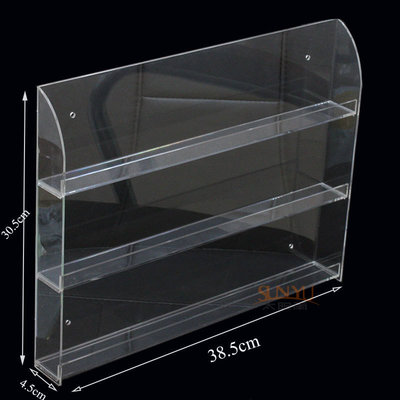 Three Tier Clear Acrylic Nail Polish Display , Nail Polish Storage Shelf 385×305×45 mm
