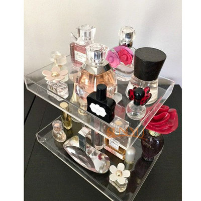 3 Tier Acrylic Display Stand /  Square Acrylic Makeup Display Stand Perfume Trays Transparent