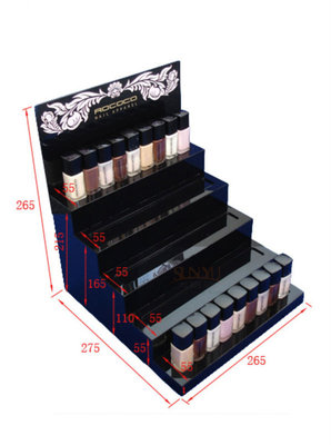 Multi - Layer Acrylic Nail Polish Display Stand Gloss Black Assemblied