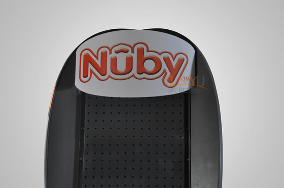 Grey MDF Big Floor Display Stands With Wheels For Moving Convenient