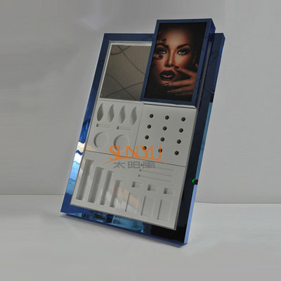 Counter Portable Makeup Display Stand Blue Mirror Protection Treatment