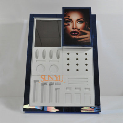 Counter Portable Makeup Display Stand Blue Mirror Protection Treatment