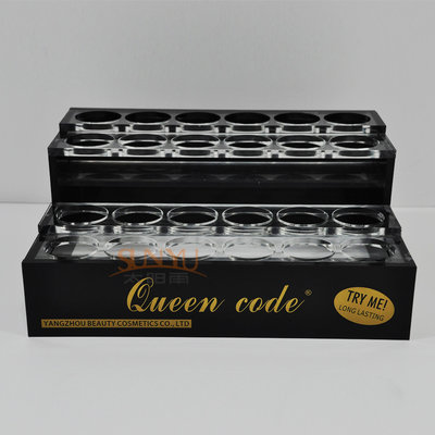 2 Tiers Black Acrylic Nail Polish Display Rack Custom Golden Logo Printing