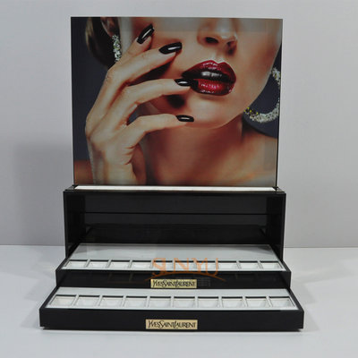 Black Portable Custom Store Fixture , Cosmetic Acrylic Display Rack