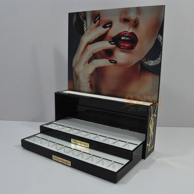 Black Portable Custom Store Fixture , Cosmetic Acrylic Display Rack