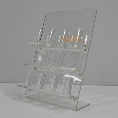 Sideling Plexiglass Acrylic Jewellery Display Transparent With Round Tube