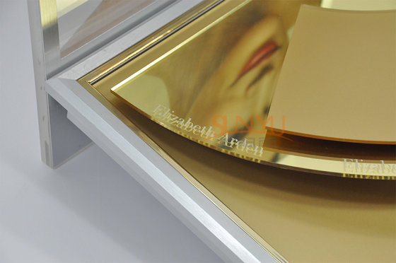 Skin Care Product Advertisement Display Stands Deluxe Golden Mirror Surface Treatment