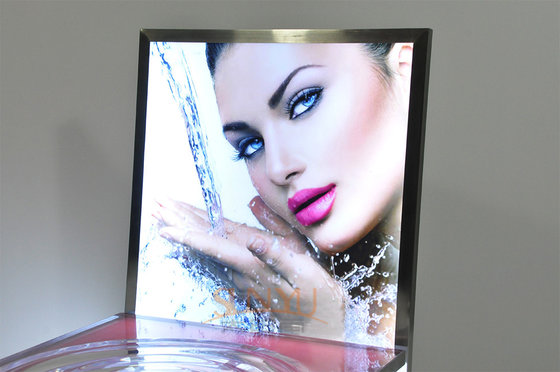 LED Luminous Acrylic Counter Display Stands Striped Surface For Beauty Products