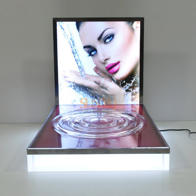 LED Luminous Acrylic Counter Display Stands Striped Surface For Beauty Products