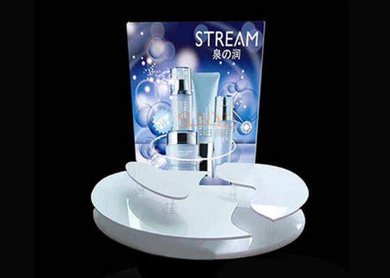 Advertising Sticker Printing White Acrylic Makeup Display Stand 4mm 5mm Thickness