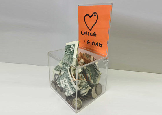 Durable Custom Shape Advertising Display Stand Donation Box With Lock