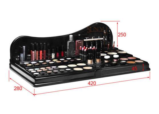 Acrylic Makeup Organizer Cosmetics Display Racks / Cosmetic Organizer Countertop Black Smooth