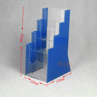 OEM Clear Plasitc Acrylic Brochure Holders Floor Display Stands Trapezoid