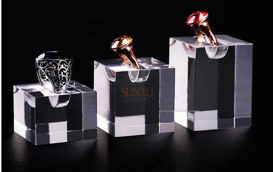 Acrylic Jewellery Display Stands Diamond Ring Ring Display Tray Plinth Cube Crystal Shrink