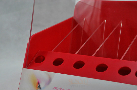 Red Plastic Acrylic Nail Polish Display Stand With More Compartments