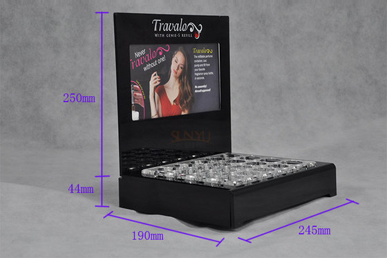 Black Acrylic Tray Perfume Display Stand , Grid Makeup Display Stand