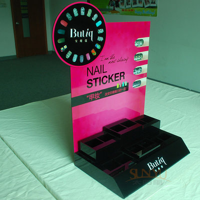Pink Pmma Nail Polish Display Shelves Storage Shelf Desktop Black
