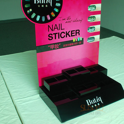 Pink Pmma Nail Polish Display Shelves Storage Shelf Desktop Black