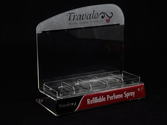 Plastic Acrylic Makeup Display Stand / Perfume Bottle Display Tray Stand More Compartments