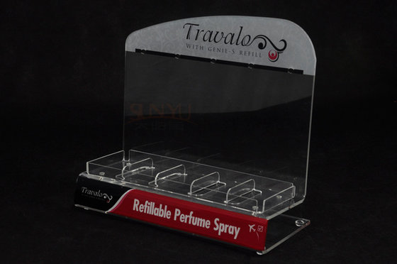 Plastic Acrylic Makeup Display Stand / Perfume Bottle Display Tray Stand More Compartments