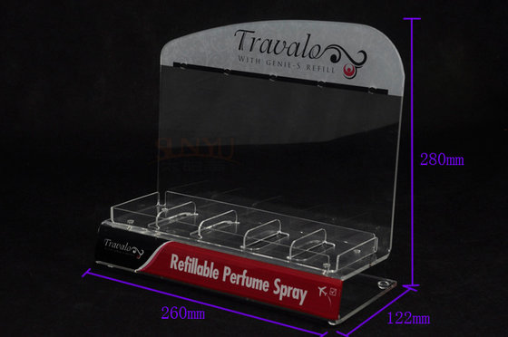 Plastic Acrylic Makeup Display Stand / Perfume Bottle Display Tray Stand More Compartments