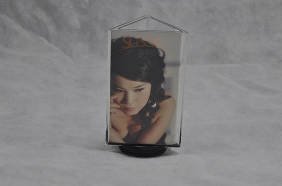 Three Faces Custom Picture Frames 3D Rotating Tabletop Display Stand Double Sided Insert Photo