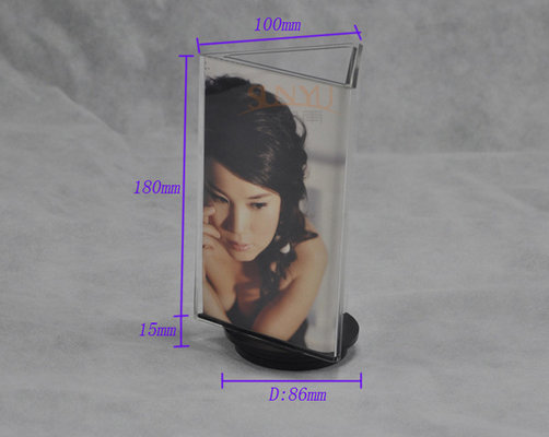 Three Faces Custom Picture Frames 3D Rotating Tabletop Display Stand Double Sided Insert Photo
