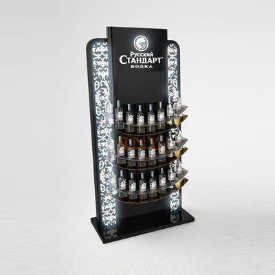 Mass Retail POS Displays Floor Stand Beverage Beer Kiosk  With LED Light