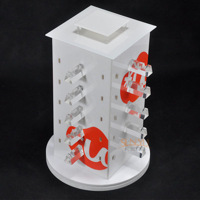 Revolving White Acrylic Sunglasses Display Stand For 20pcs Glasses