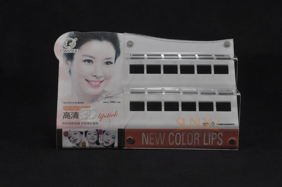 Clear Acrylic Lipstick Display Stand With Advertisement Printing
