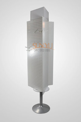 Retail Revolving White Metal HIPS Floor Display Stands With Multifunctional