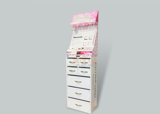 White Anti - Theft Acrylic Floor Stand For Contact Lenses Silk Screen Printing