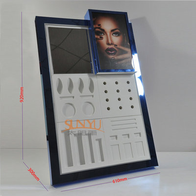 Counter Portable Makeup Display Stand Blue Mirror Protection Treatment