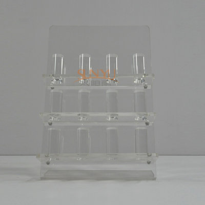 Sideling Plexiglass Acrylic Jewellery Display Transparent With Round Tube