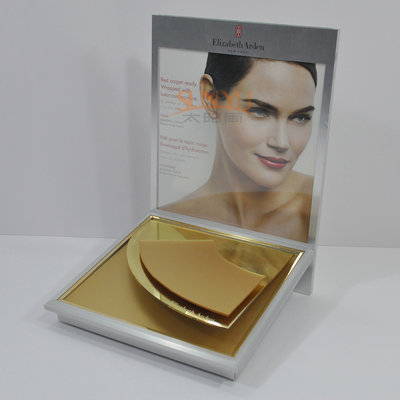 Skin Care Product Advertisement Display Stands Deluxe Golden Mirror Surface Treatment