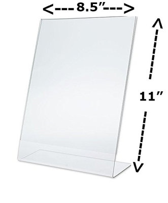 wholesale Hot sell Acrylic 8.5 x 11 Slanted Sign Holders with 6 packs