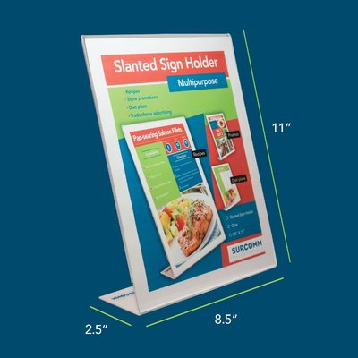 wholesale Hot sell Acrylic 8.5 x 11 Slanted Sign Holders with 6 packs