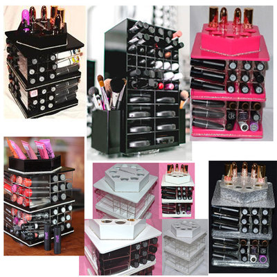 Fashionable lucite acrylic cosmetic display rotating liquid acrylic lipstick holder spinning lipstick lip balm holder