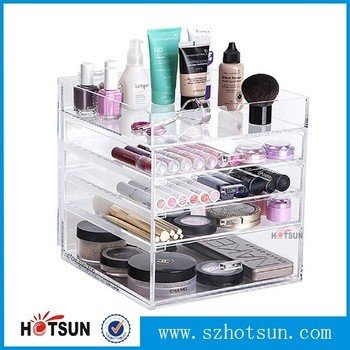 Diamond Handle Clear Acrylic Makeup Organizer, Acrylic Makeup Drawer Box, Flip Cover Acrylic Cosmetic Storage