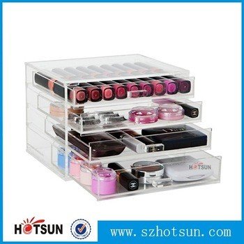 wholesale clear acrylic cosmetic makeup organizer with drawers