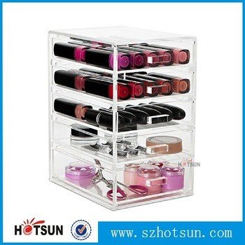 Wholesale Hold Many Cosmetic Acrylic Makeup Organizer, Cheap clear acrylic makeup organizer with 5 drawers for sale