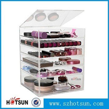 Factory direct selling customized 5 tier acrylic makeup organizer / wholesale plexiglass makeup display stand
