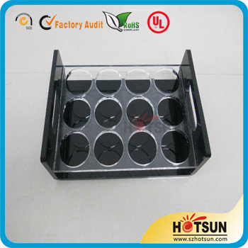 China factory wholesale black or clear colored acrylic shot glass serving holder tray
