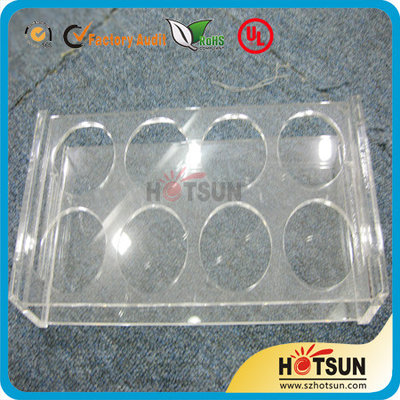 China factory wholesale black or clear colored acrylic shot glass serving holder tray