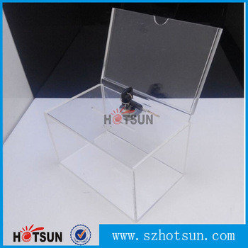 Custom box Plexiglass acrylic donation/tips/sugguestion box with sign holder