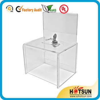 Custom box Plexiglass acrylic donation/tips/sugguestion box with sign holder