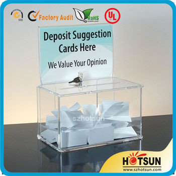Custom box Plexiglass acrylic donation/tips/sugguestion box with sign holder