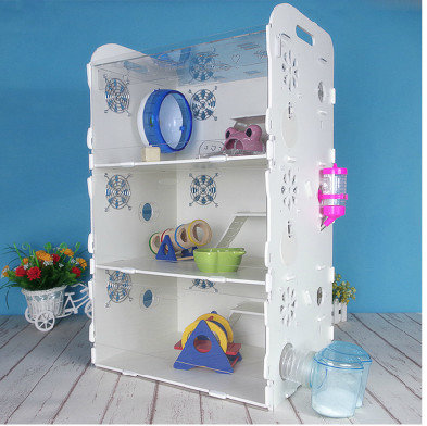 acryl hamster cage,New style clear square household 3 steps acrylic hamster cage for sale with available price