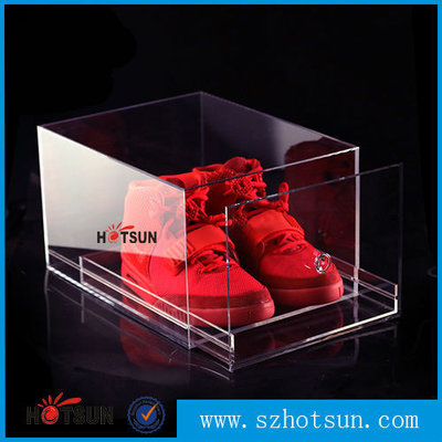 factory custom clear acrylic shoe boxes/perspex shoe box/display shoe box
